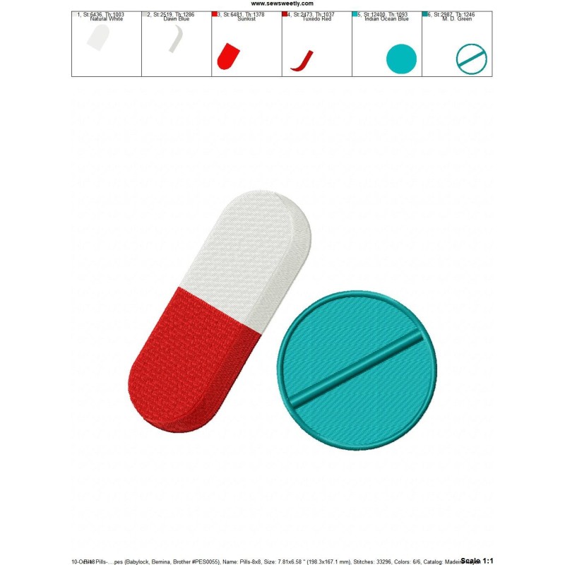 Medical Pills Embroidery Design Pattern