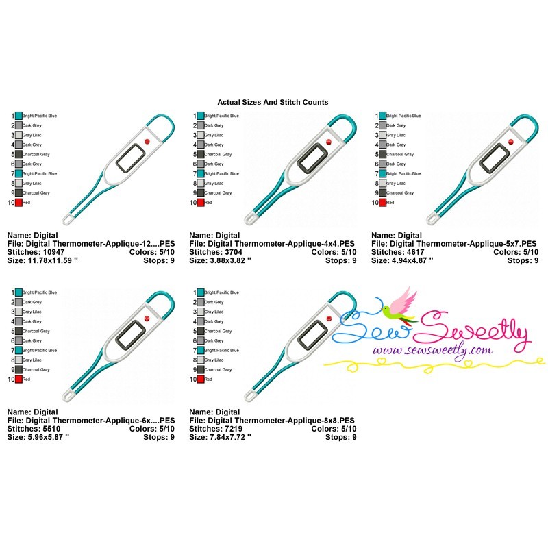 Digital Thermometer Applique Design Pattern