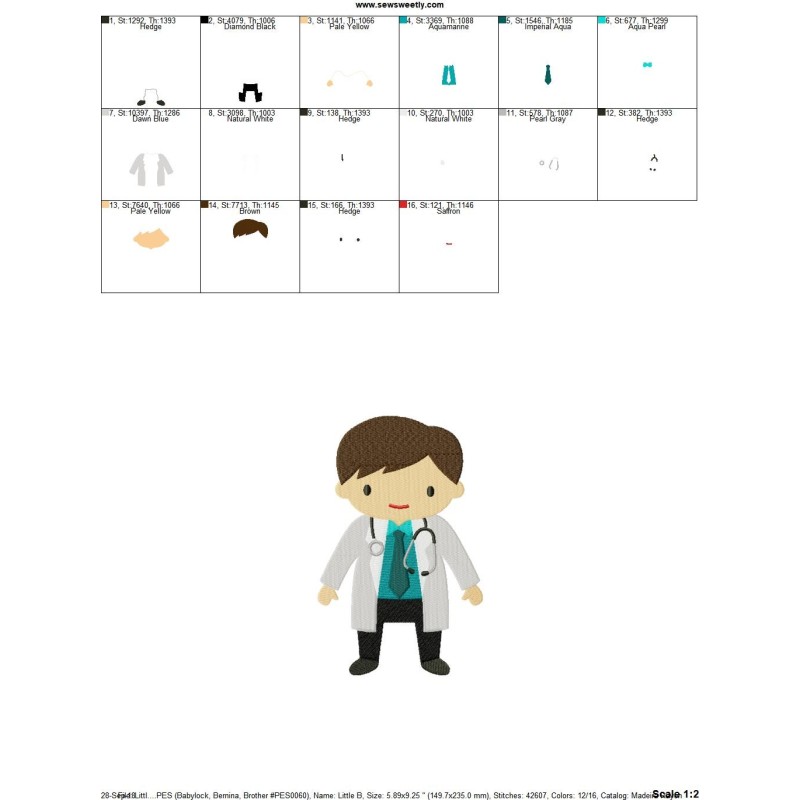 Little Boy Doctor Embroidery Design Pattern
