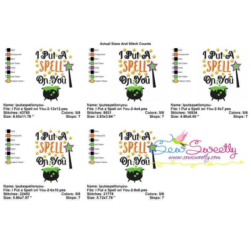 I Put a Spell on You-2 Lettering Embroidery Design Pattern