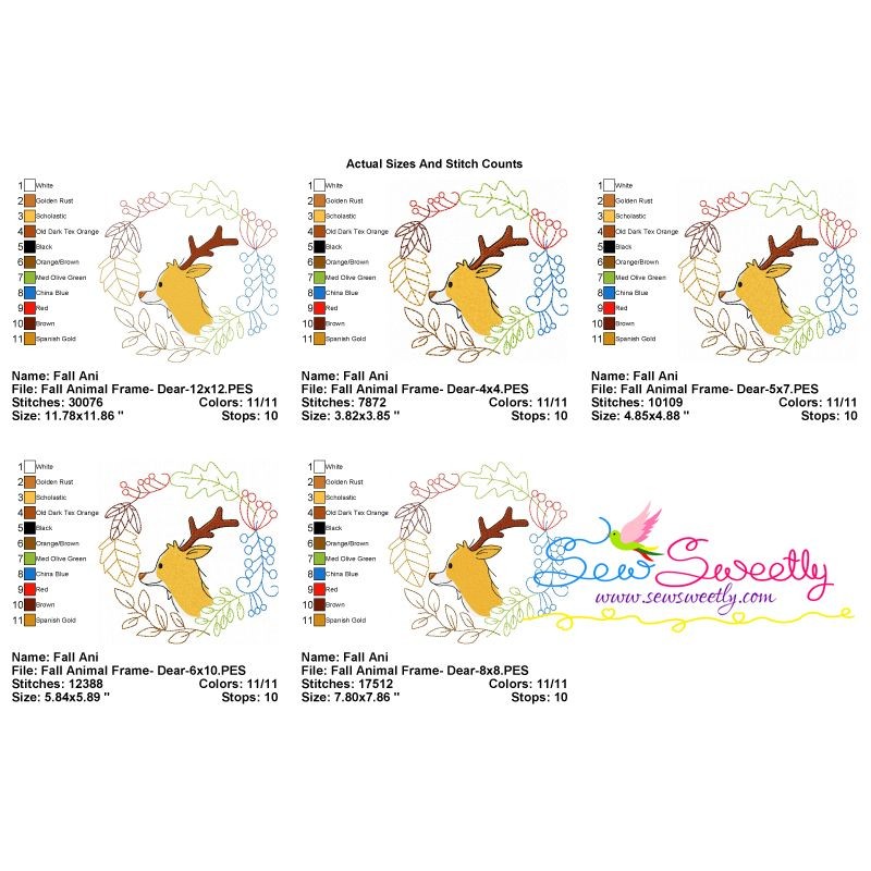 Fall Animal Frame- Deer Embroidery Design Pattern