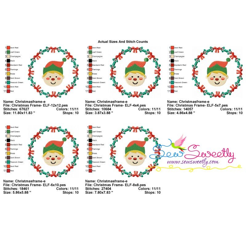 Christmas Frame- ELF Embroidery Design Pattern