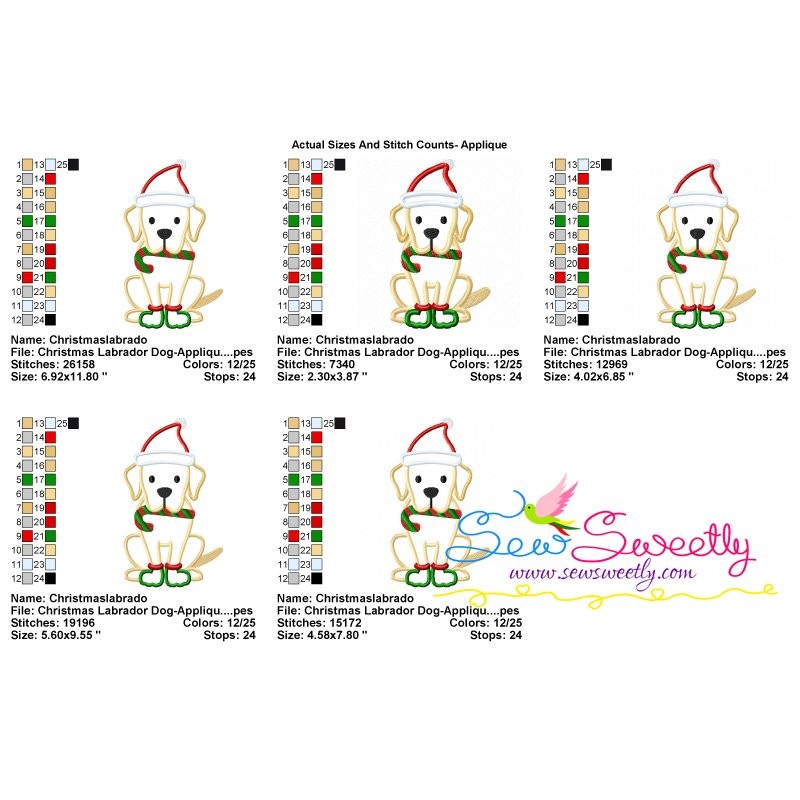 Christmas Labrador Dog Applique Design Pattern