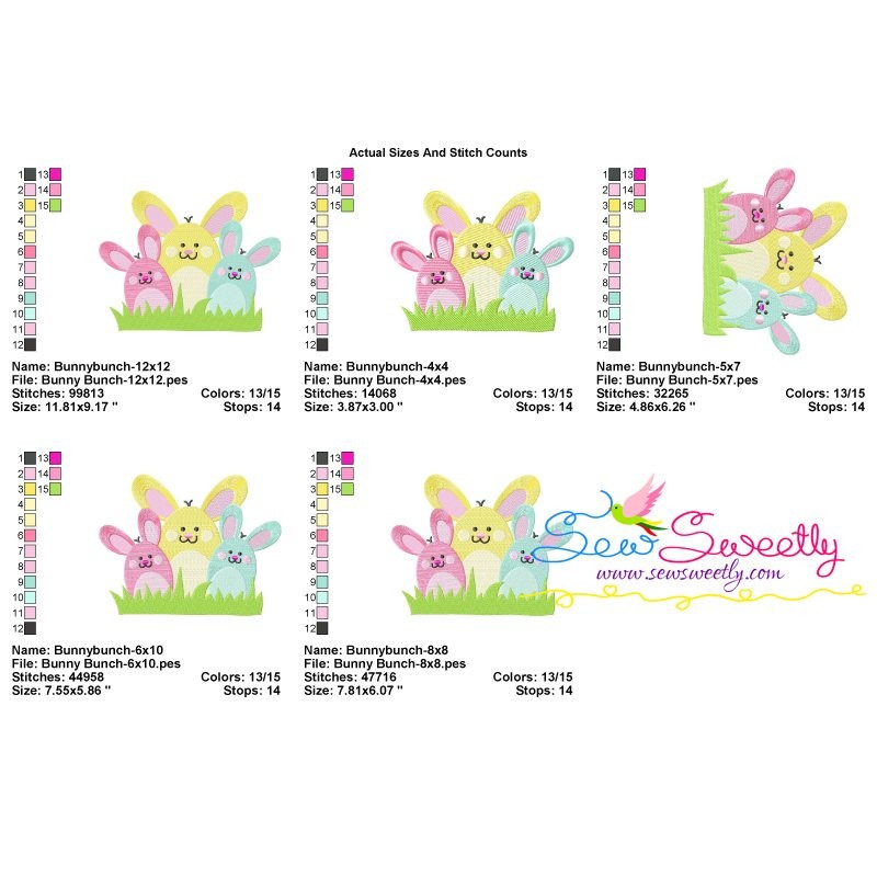 Bunny Bunch Machine Embroidery Design Pattern