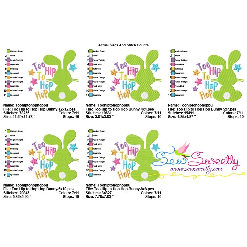 Too Hip to Hop Hop Bunny Easter Embroidery Design Pattern