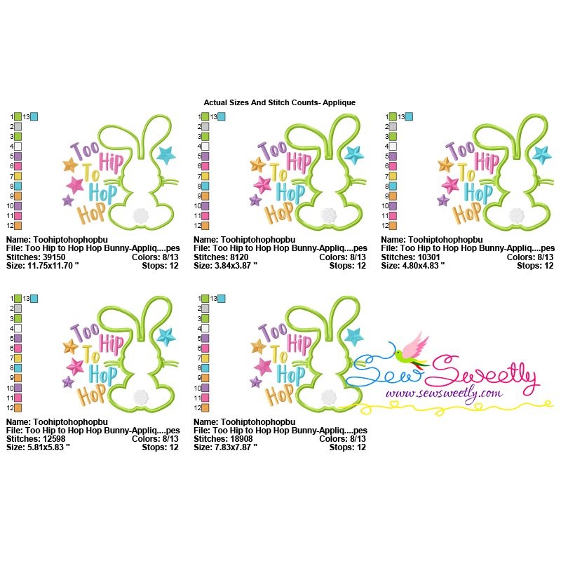 Too Hip to Hop Hop Bunny Easter Applique Design Pattern