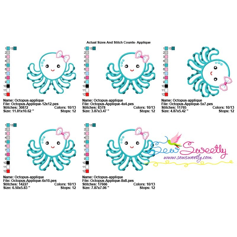 Girl Octopus Applique Design Pattern