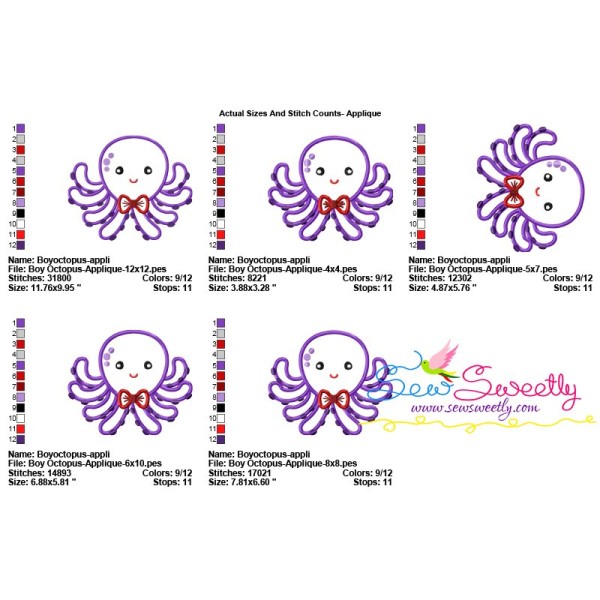 Boy Octopus Applique Design Pattern