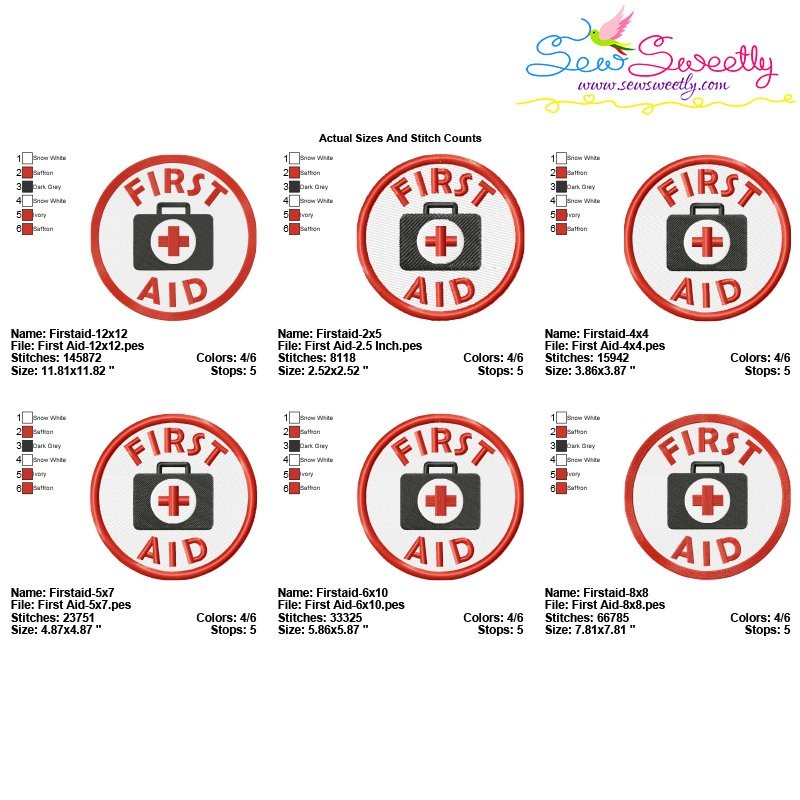 First Aid Badge Machine Embroidery Design Pattern