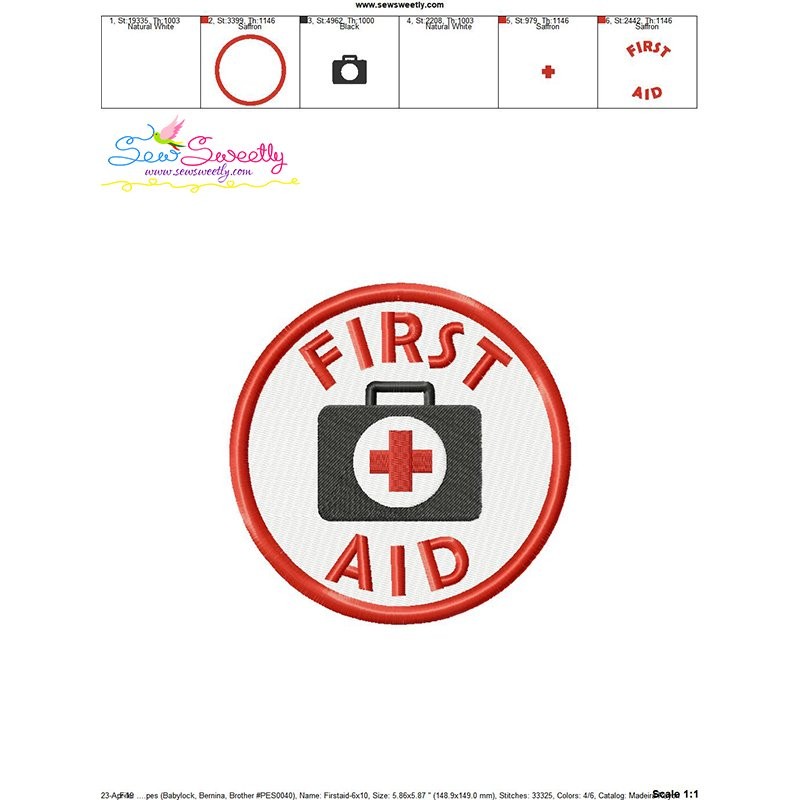 First Aid Badge Machine Embroidery Design Pattern