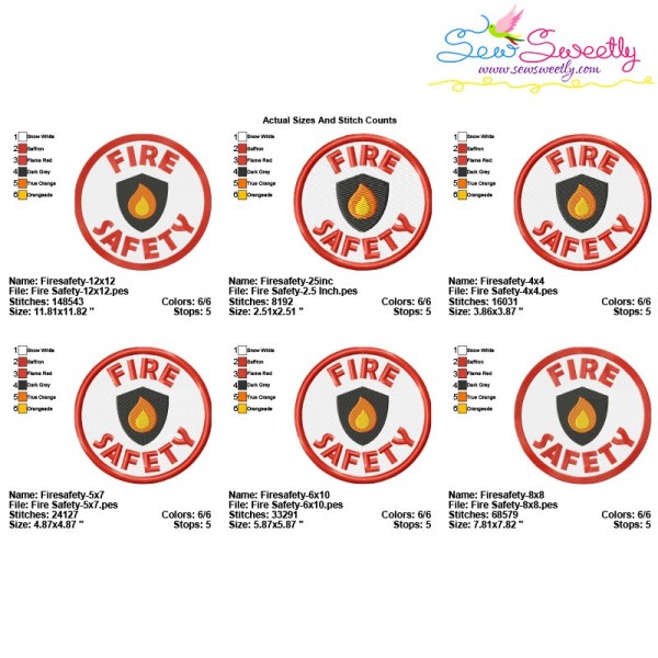 Fire Safety Badge Machine Embroidery Design Pattern