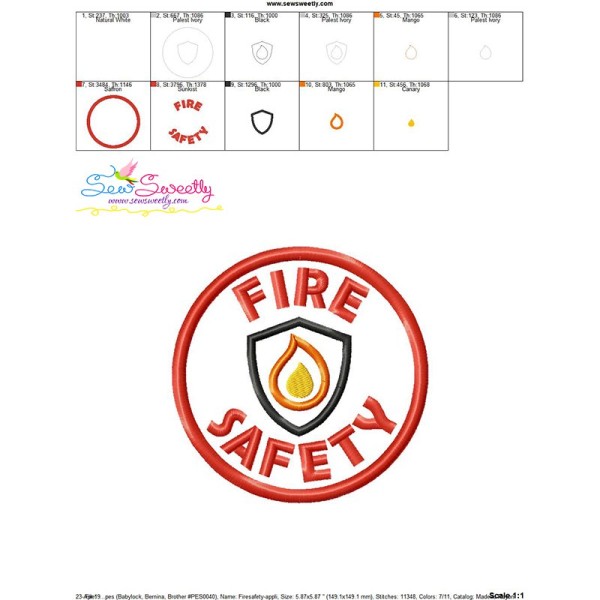 Fire Safety Badge Applique Design Pattern
