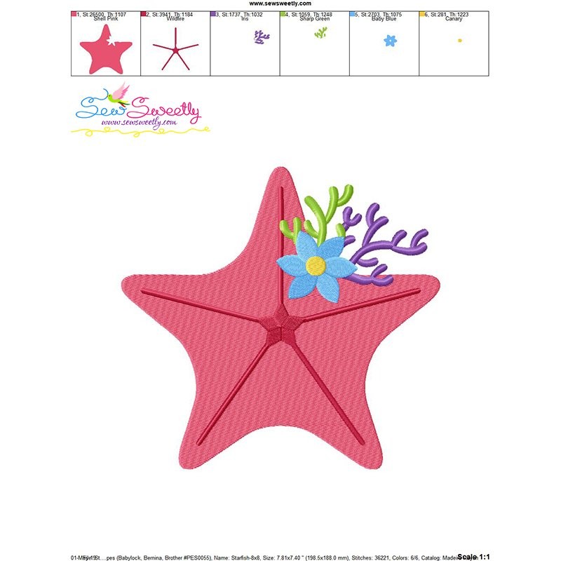 Starfish-2 Embroidery Design Pattern