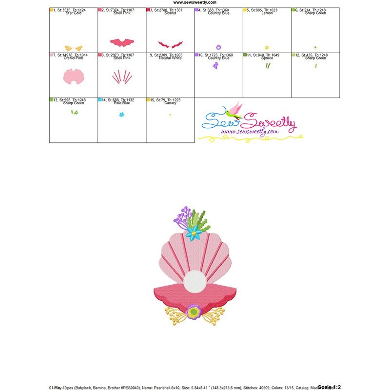 Pearl Shell Embroidery Design Pattern