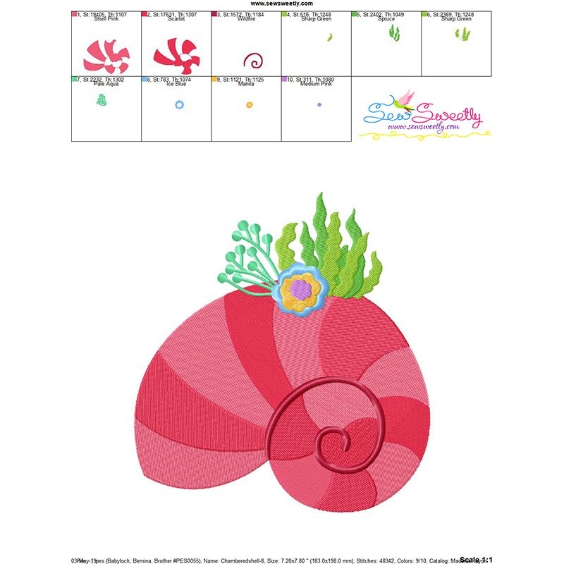 Chambered Shell Embroidery Design Pattern