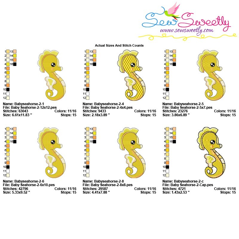Baby Seahorse-2 Embroidery Design Pattern