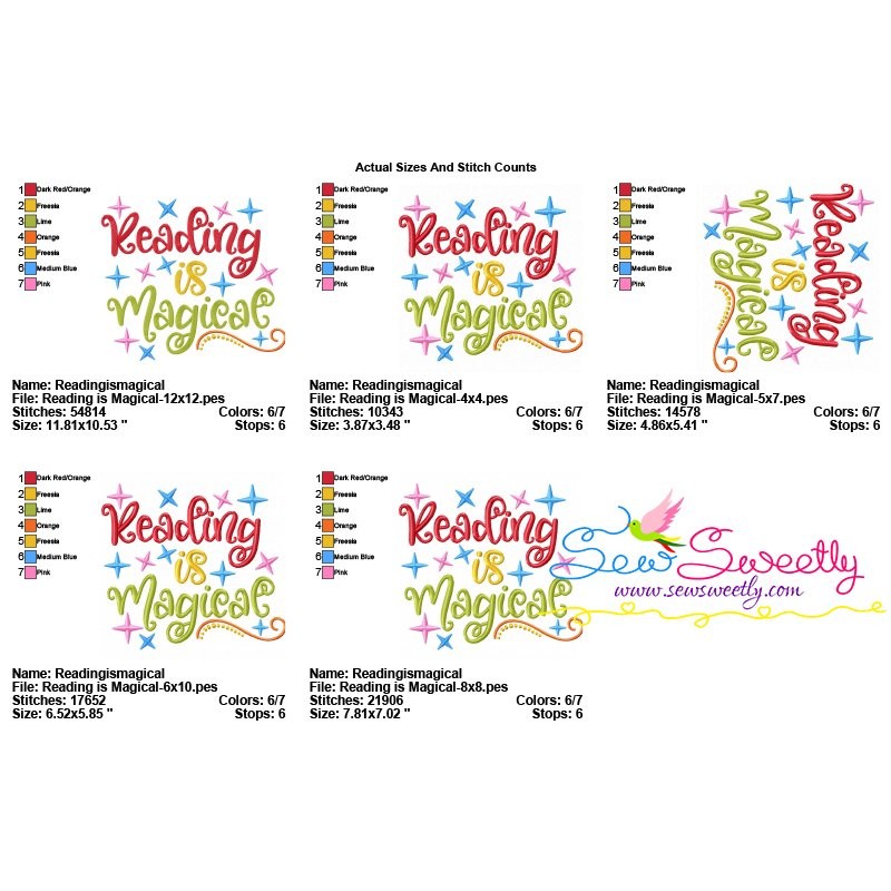 Reading is Magical Machine Embroidery Design Pattern