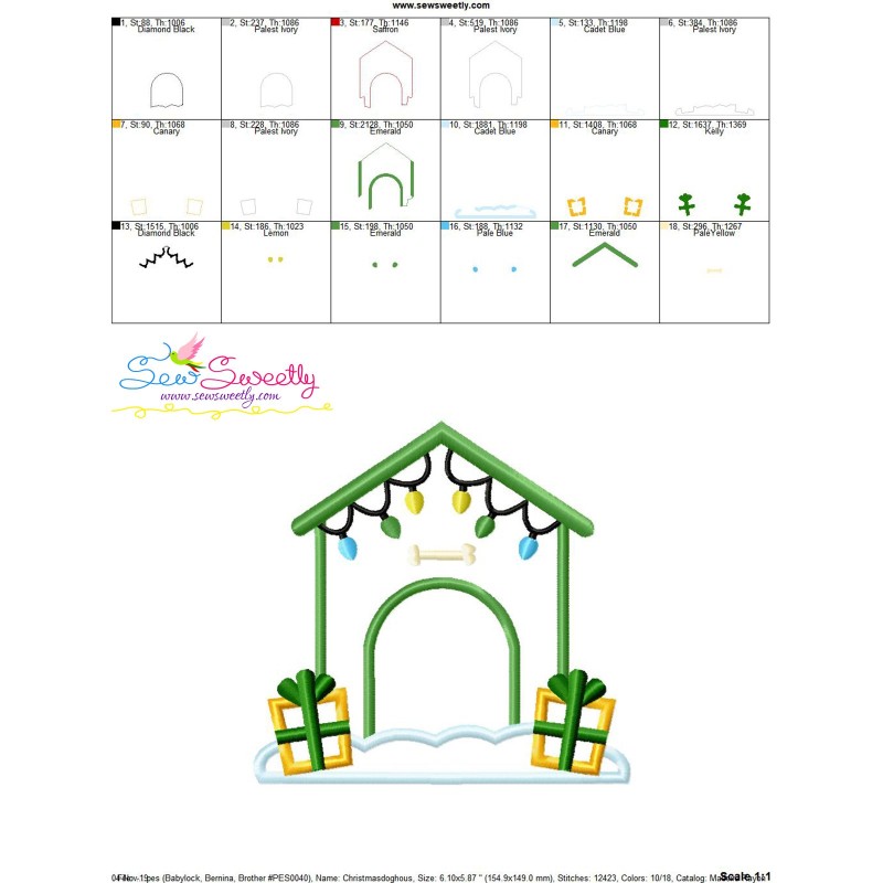 Christmas Dog House Applique Design Pattern