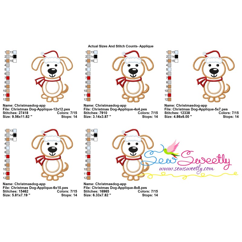 Christmas Dog Applique Design Pattern