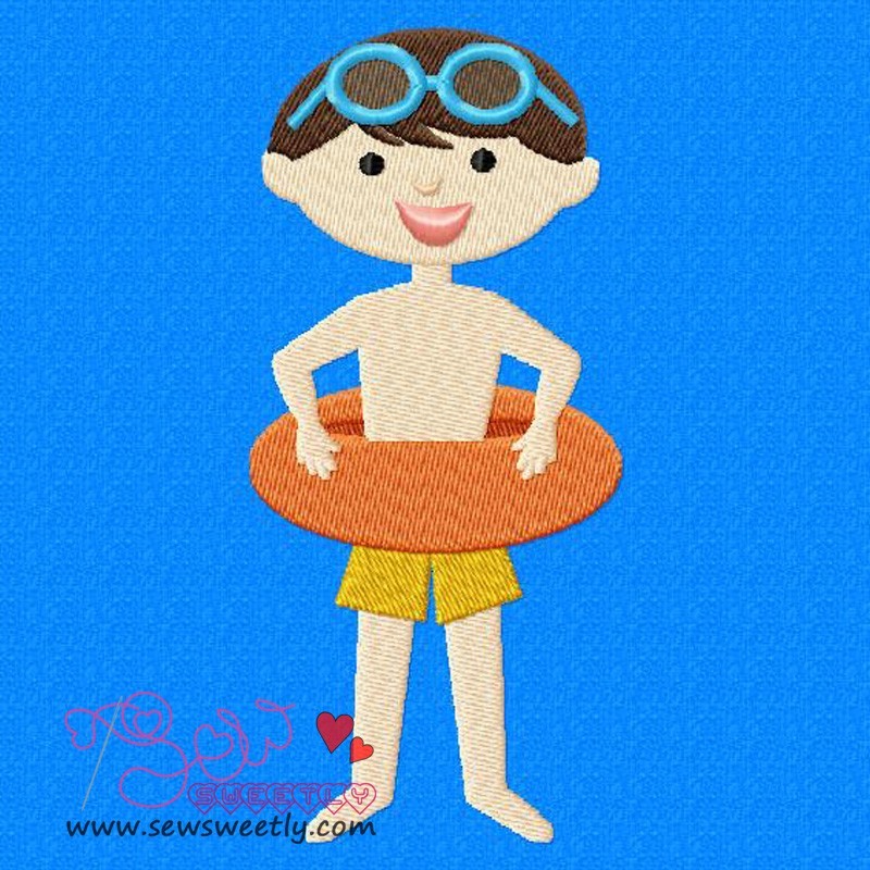 Kids And Pool-4 Embroidery Design Pattern