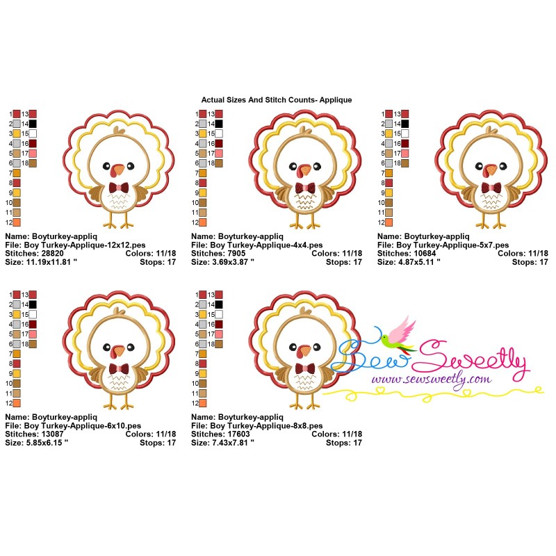 Boy Turkey Applique Design Pattern