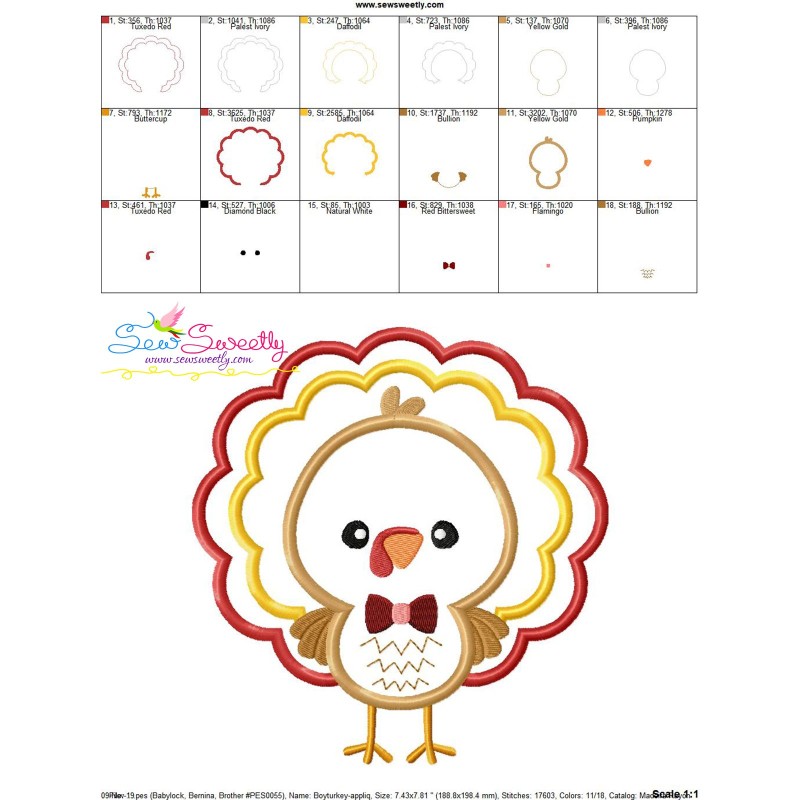 Boy Turkey Applique Design Pattern