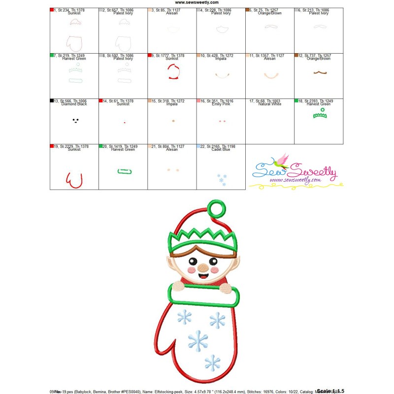 Elf Stocking Peeker Applique Design Pattern