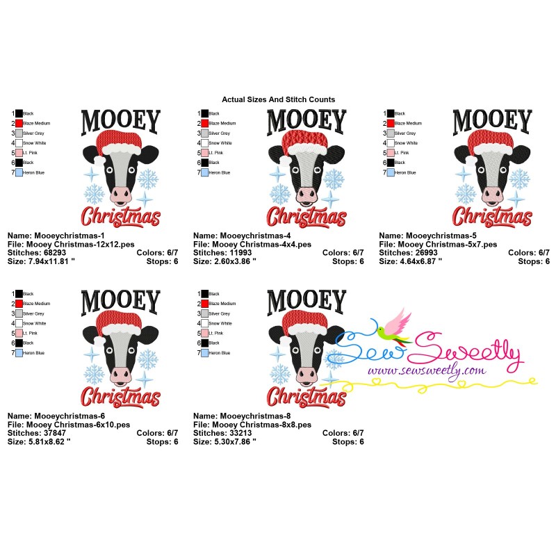 Mooey Christmas Cow Embroidery Design Pattern