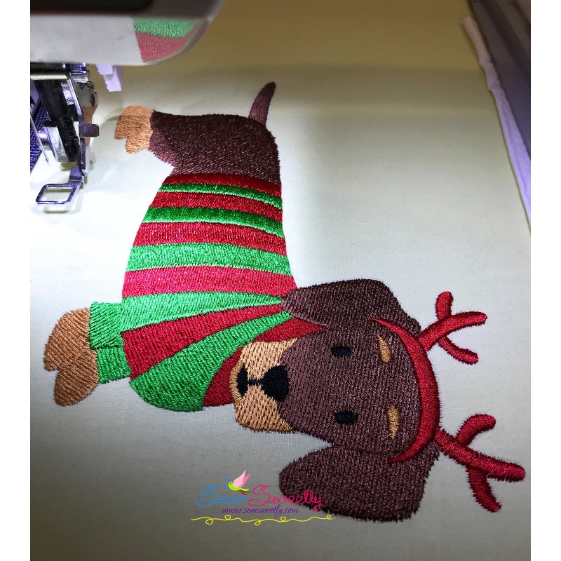 Christmas Dachshund Dog Embroidery Design Pattern
