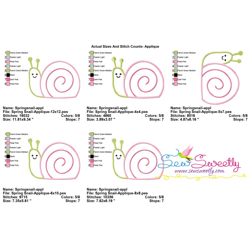 Spring Snail Applique Design Pattern
