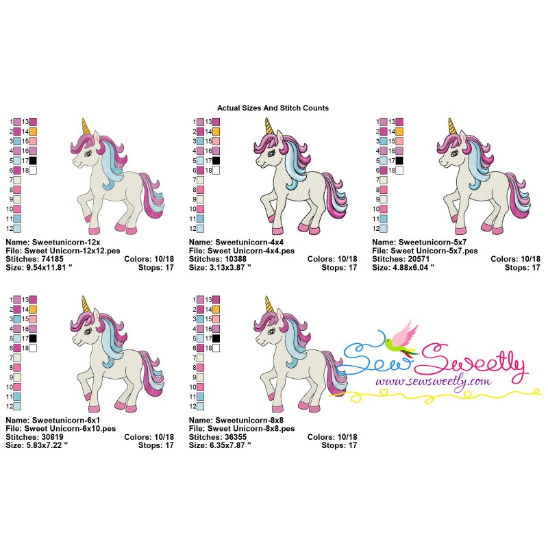 Sweet Unicorn Embroidery Design Pattern