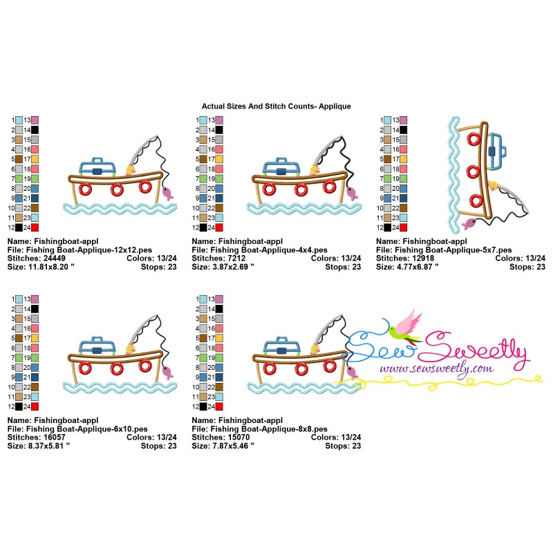 Fishing Boat Applique Design Pattern