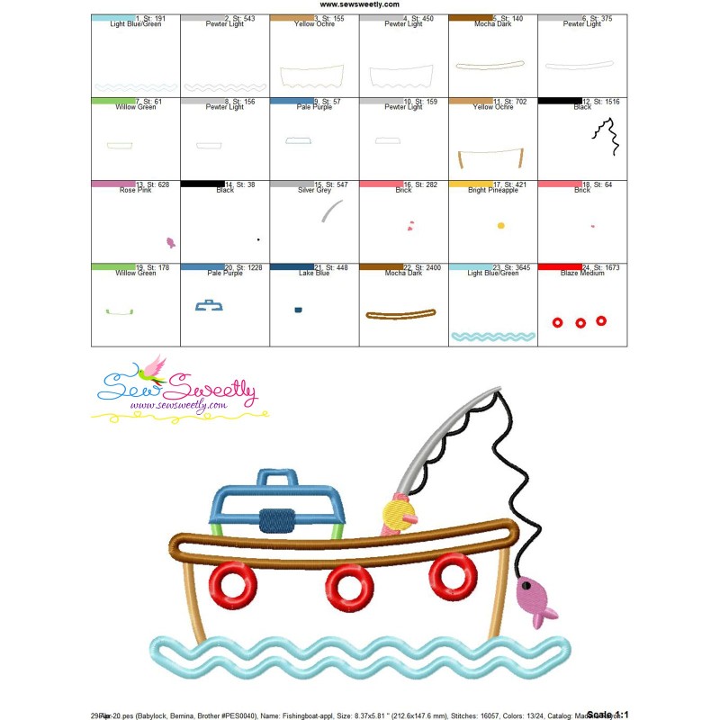 Fishing Boat Applique Design Pattern