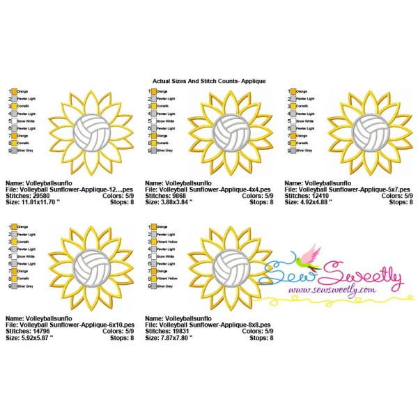 Free Volleyball Sunflower Applique Design Pattern