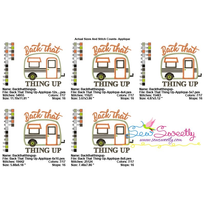 Back That Thing Up Camper Caravan Lettering Applique Design Pattern